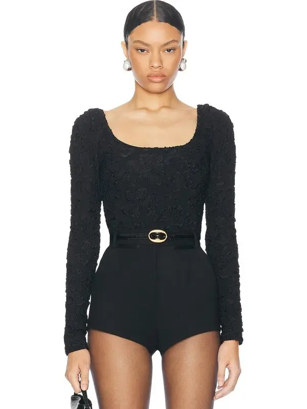 Givenchy Boat Neck Long Sleeve Top - Black
