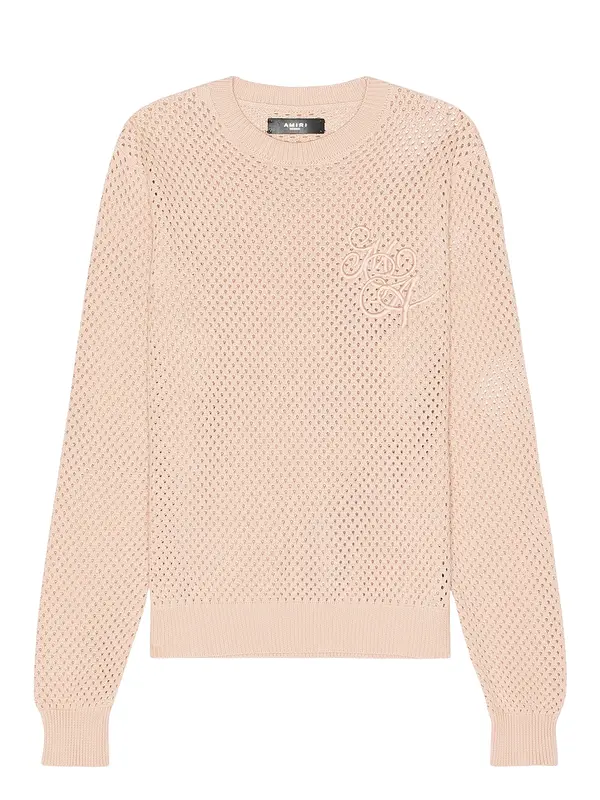 Amiri Ma Swirl Crochet Crewneck - Blush