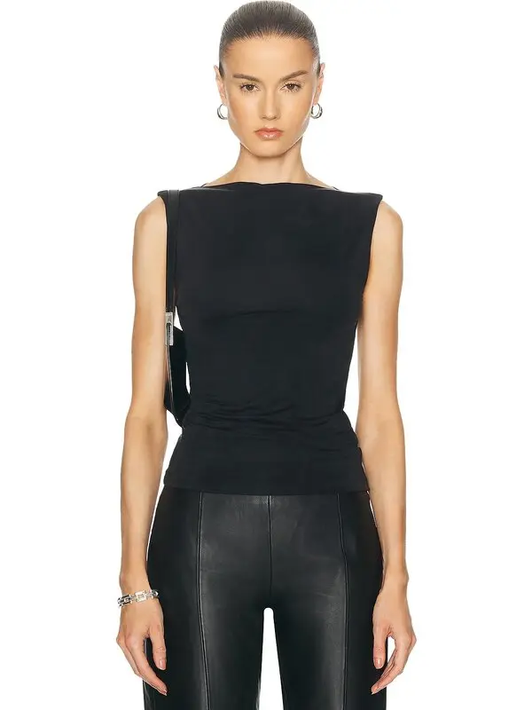 ST. AGNI Cupro Jersey Top - Black