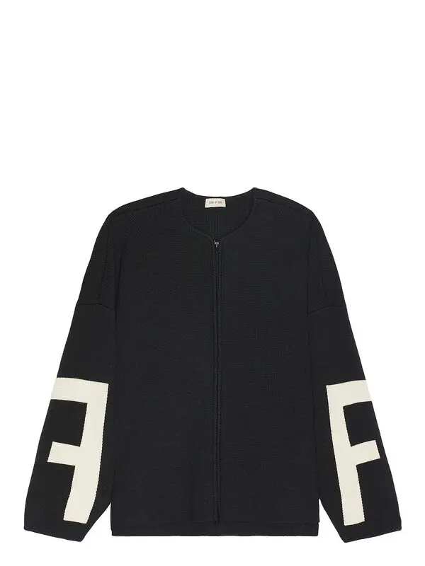 Fear Of God Merino Wool Full Zip Sweater - Melange Black