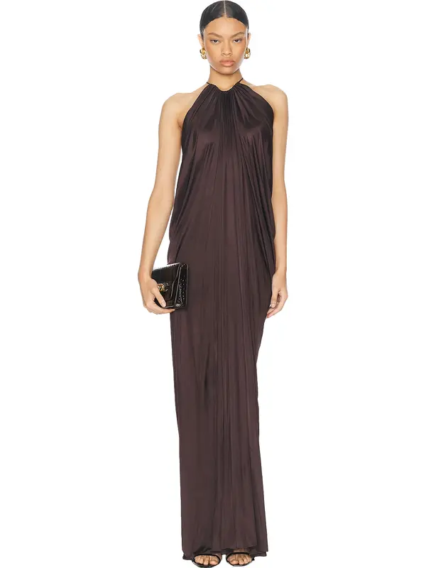 TOM FORD Halterneck Evening Dress - Dark Brown