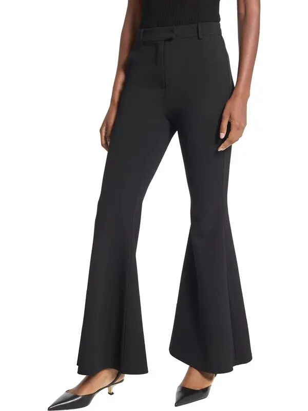 Michael Kors Stretch Crepe Flared Pant - Black