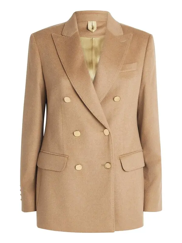 Max Mara Camel Hair Double-breasted Blazer - Beige