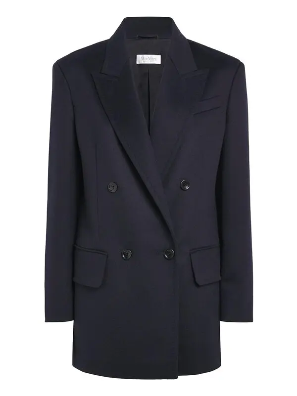 Max Mara Camel Hair Double-breasted Blazer - Blue