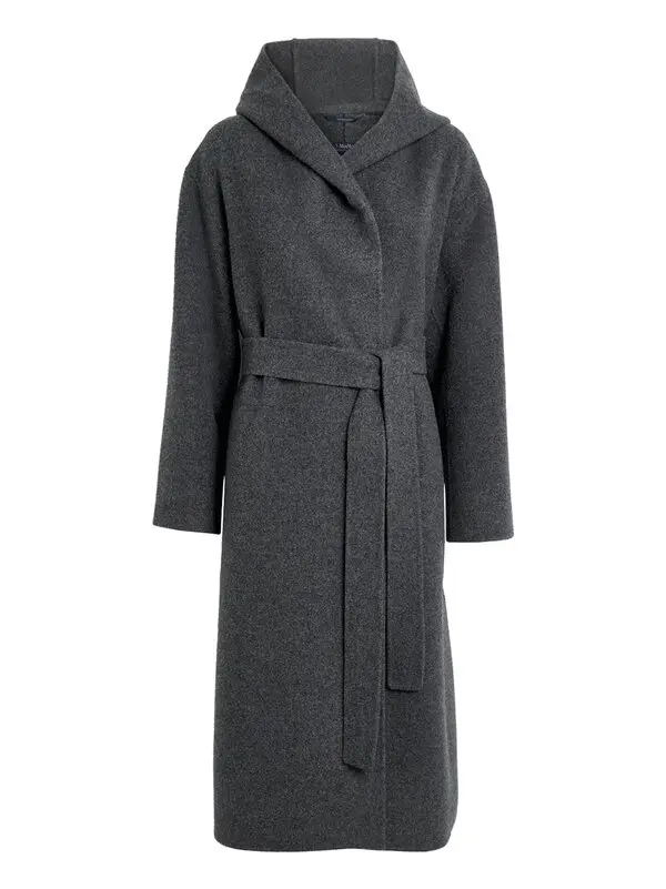 Max Mara Virgin Wool-cashmere Hooded Coat - Grey