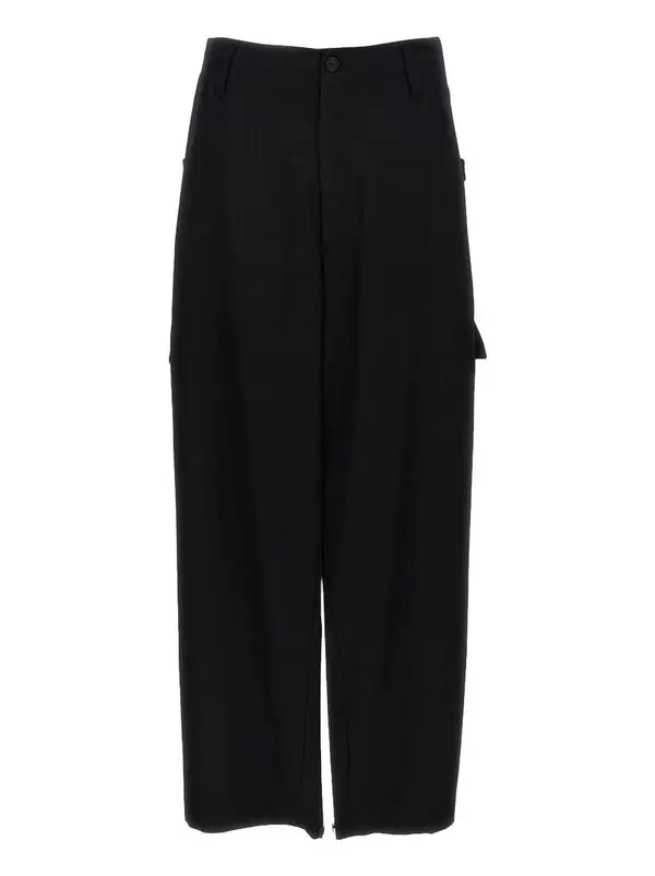 Yohji Yamamoto Wide Leg Wool Pants - Black