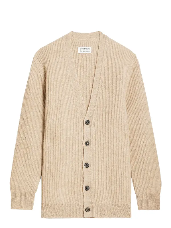 MAISON MARGIELA Ribbed Wool-alpaca Cardigan - Neutral