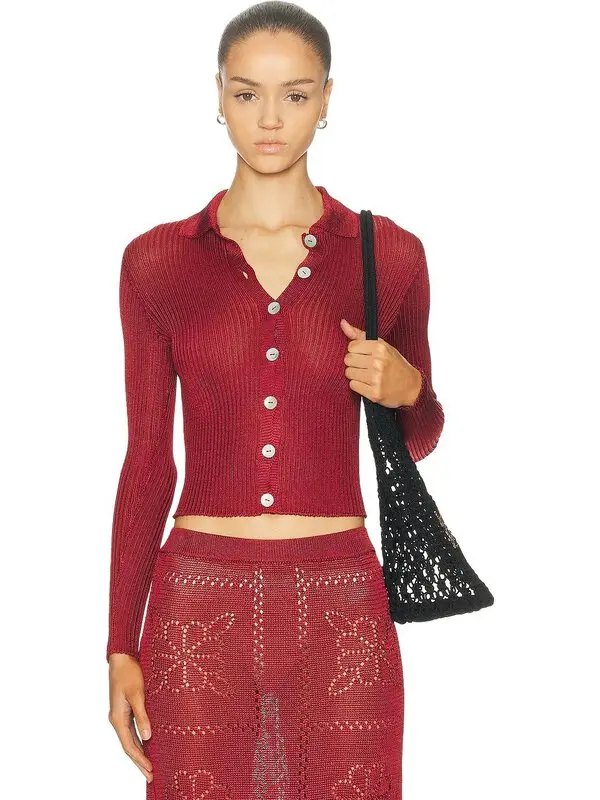 Calle Del Mar Long Sleeve Cardigan - Oxblood