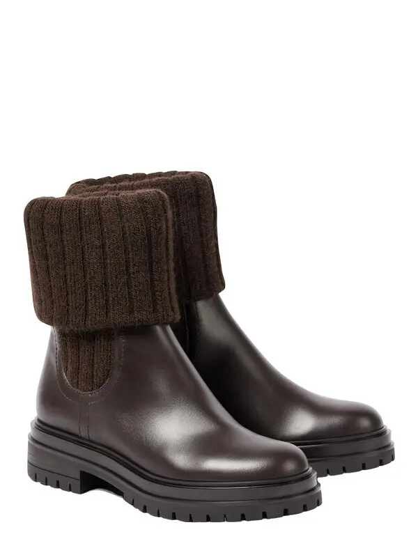 GIANVITO ROSSI Tenney Leather Chelsea Boots - Brown