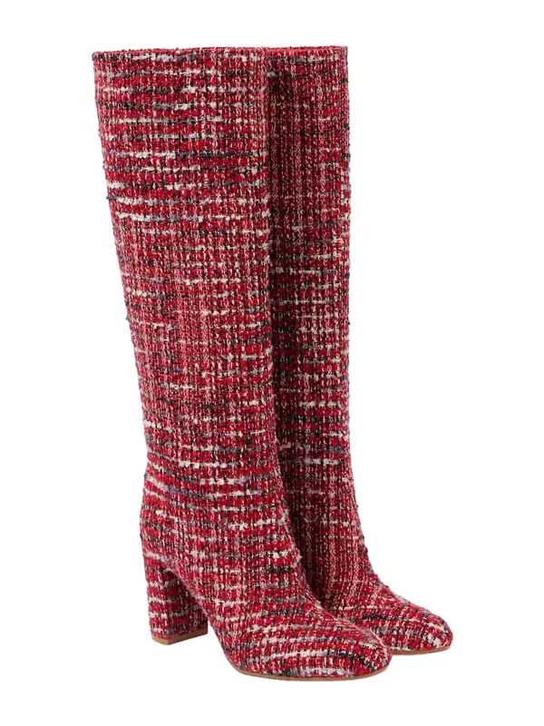GIANVITO ROSSI Bouclé Knee-high Boots - Red