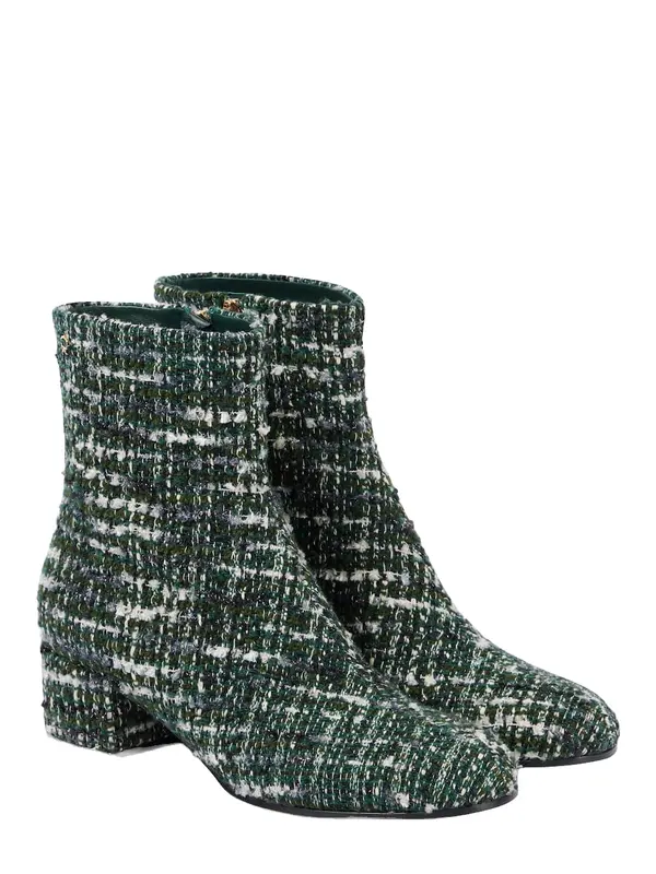 GIANVITO ROSSI Joelle 45 Bouclé Tweed Ankle Boots - Green