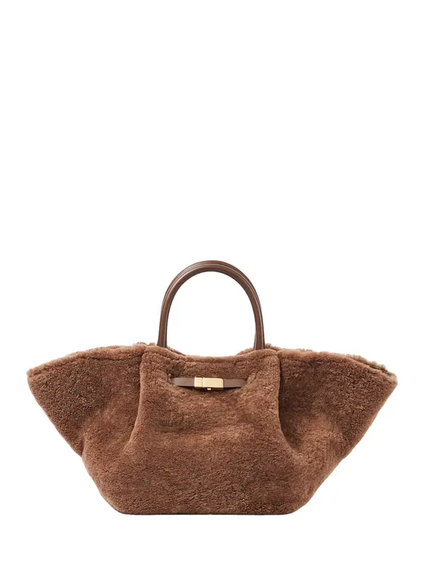 DEMELLIER New York Midi Shearling Tote Bag - Brown
