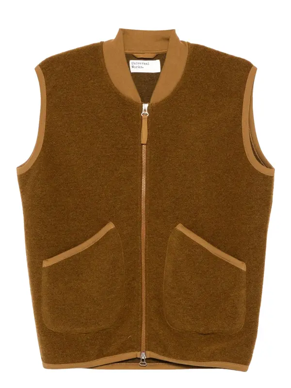 Universal Works Zipped Fleece Gilet - Brown