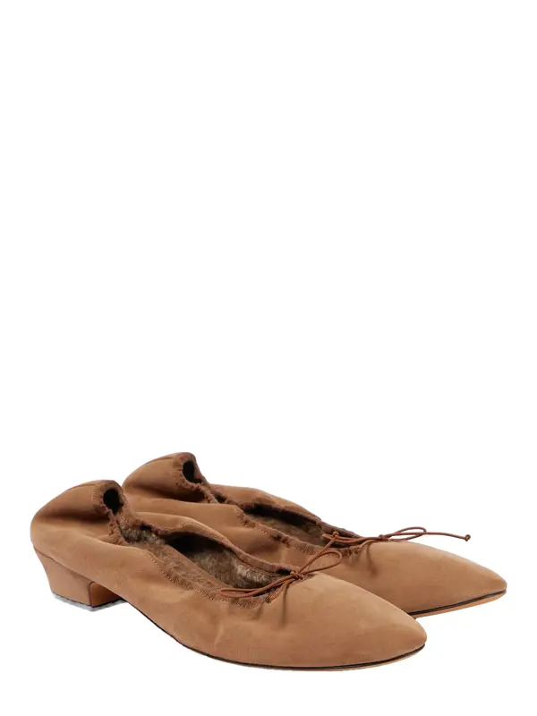 THE ROW Awar Shearling-lined Ballet Flats - Brown