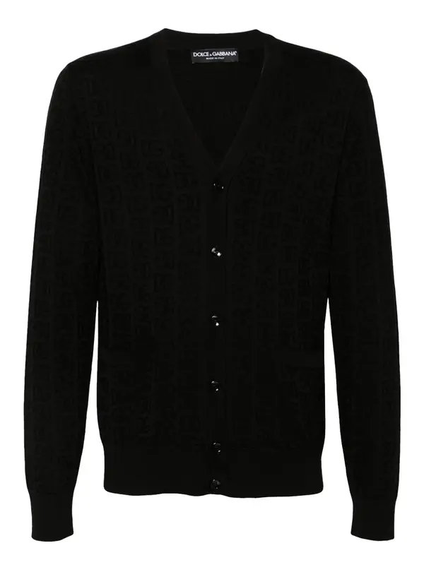 Dolce & Gabbana Monogram-jacquard Cardigan - Black