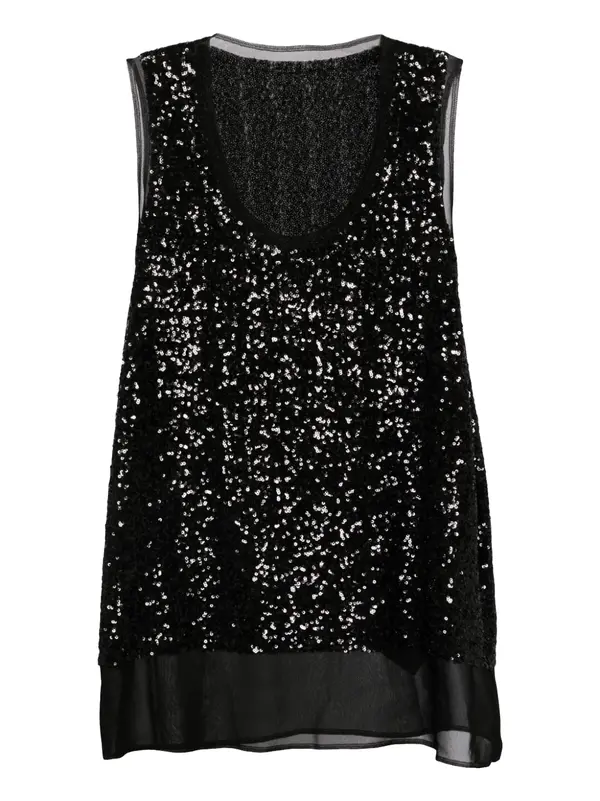Comme Des Garçons Sequin-embellished Tank Top - Black