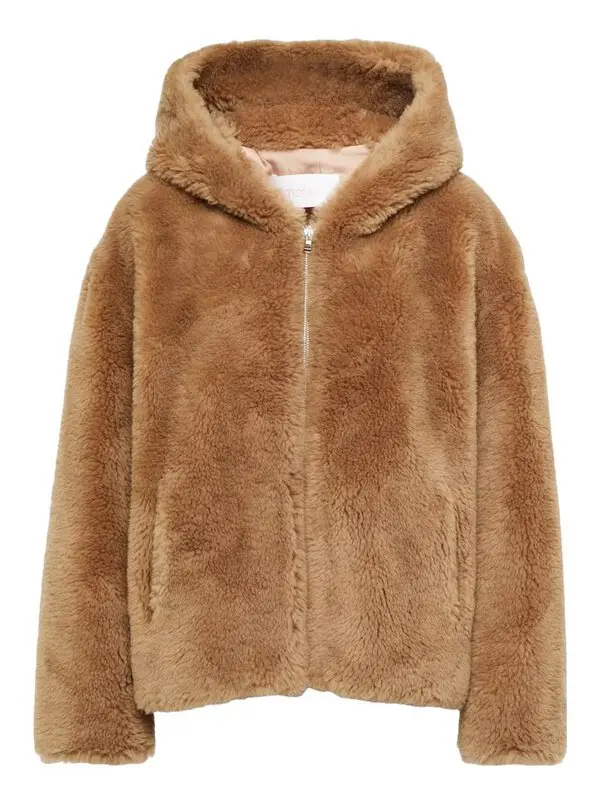 YVES SALOMON Hooded Wool Jacket - Brown