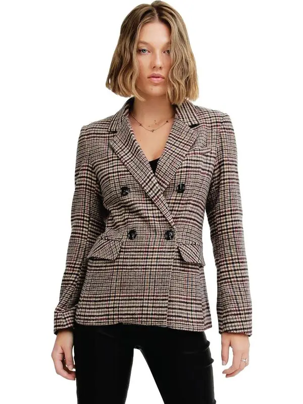BELLE & BLOOM Piccadilly Wool Blend Plaid Blazer - Oat