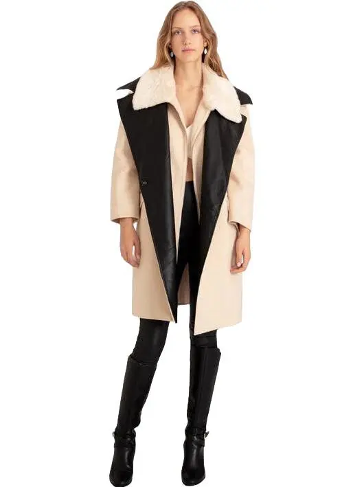 BELLE & BLOOM Watch Me Go Oversized Coat - Pale Oat