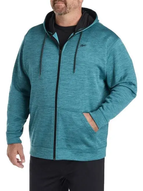 REEBOK Big & Tall Performance Zip-front Hoodie - Retro Teal Heather