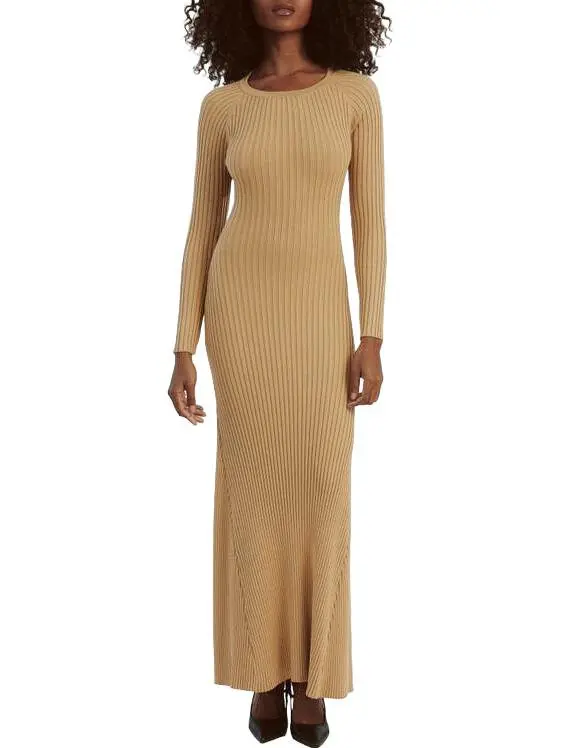 Bardot Amaro Long Sleeve Knit Dress - Soft Camel