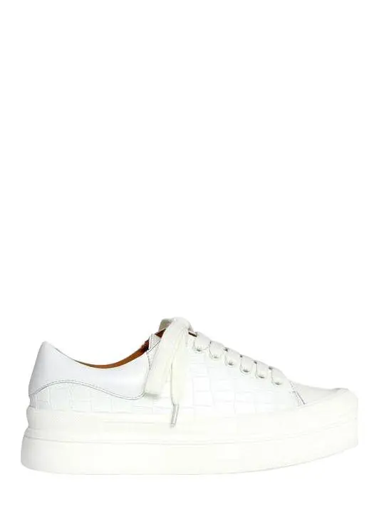 BELLE & BLOOM Croc Leather Sneaker - White