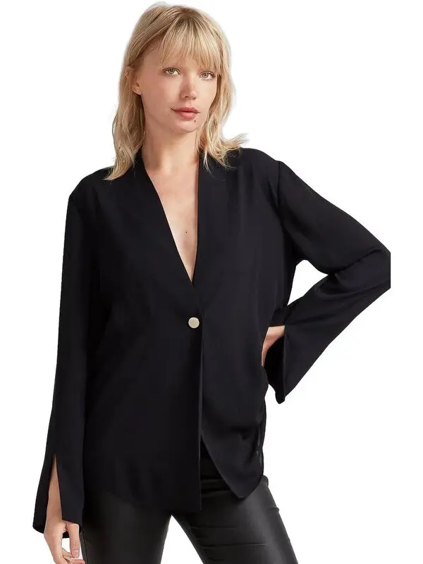 BELLE & BLOOM Sheer Genius Lightweight Blazer - Black