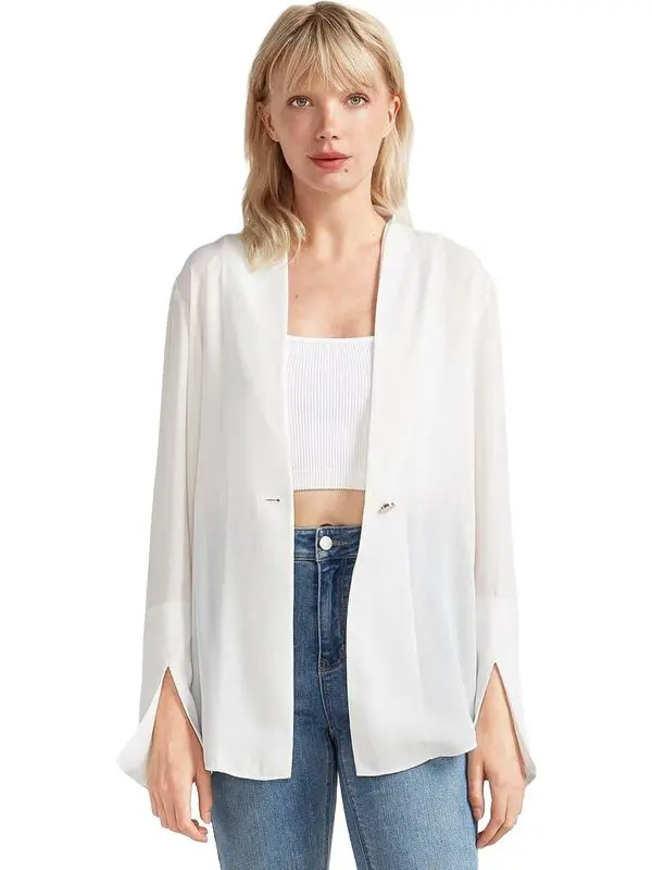 BELLE & BLOOM Sheer Genius Lightweight Blazer - White
