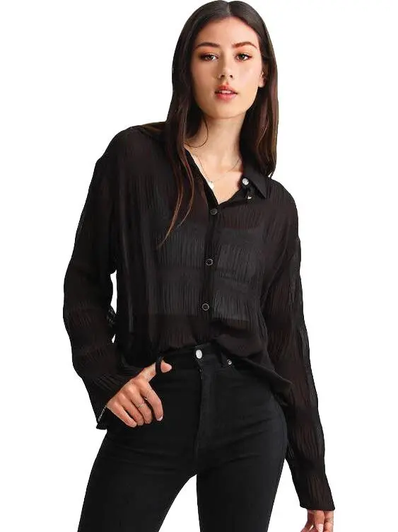 BELLE & BLOOM Yoko Shirred Chiffon Blouse - Black