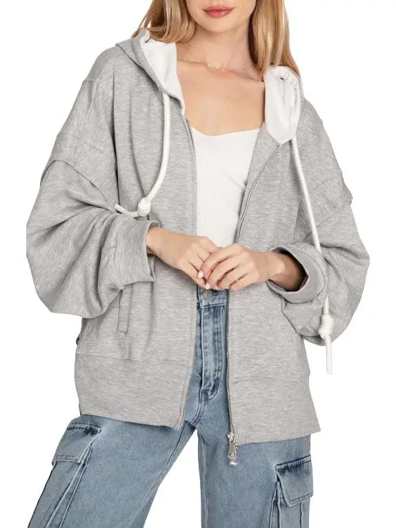 BELLE & BLOOM Zip Up Hoodie - Grey Marle