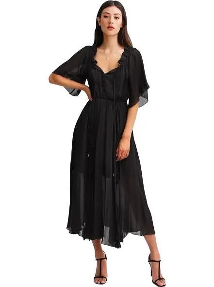 BELLE & BLOOM Amour Amour Ruffled Midi Dress - Black
