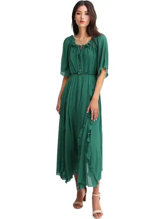 BELLE & BLOOM Amour Amour Ruffled Midi Dress - Dark Green