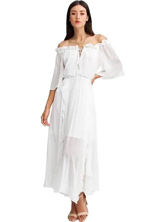 BELLE & BLOOM Amour Amour Ruffled Midi Dress - White