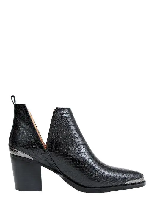 BELLE & BLOOM Austin Croc Embossed Ankle Boot - Black
