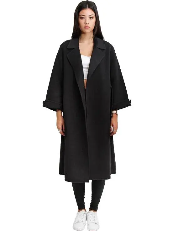 BELLE & BLOOM Oversized Wool Coat - Black