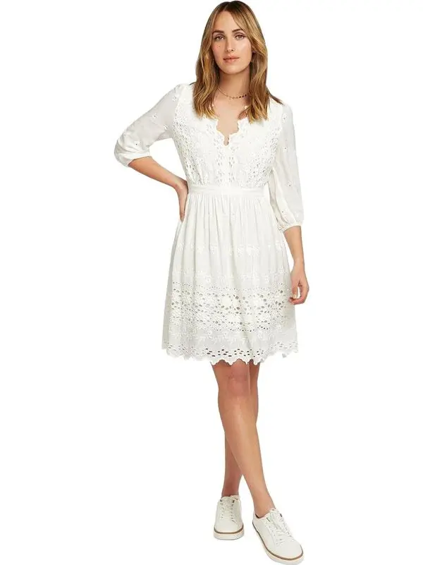 BELLE & BLOOM Sweet Talk Eyelet Mini Dress - White