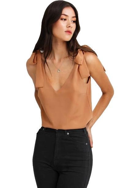 BELLE & BLOOM Feel For You V-neck Top - Camel
