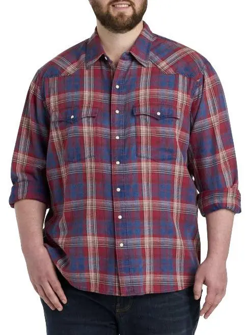 Lucky Brand Indigo Plaid Western Sport Shirt - Red Multi
