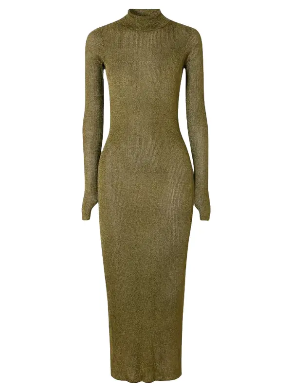 Isabel Marant Josita Metallic Ribbed-knit Midi Dress - Green