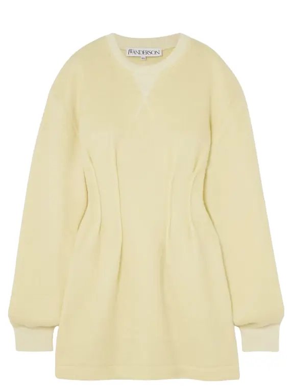 JW Anderson Pintucked Brushed-jersey Mini Dress - Yellow