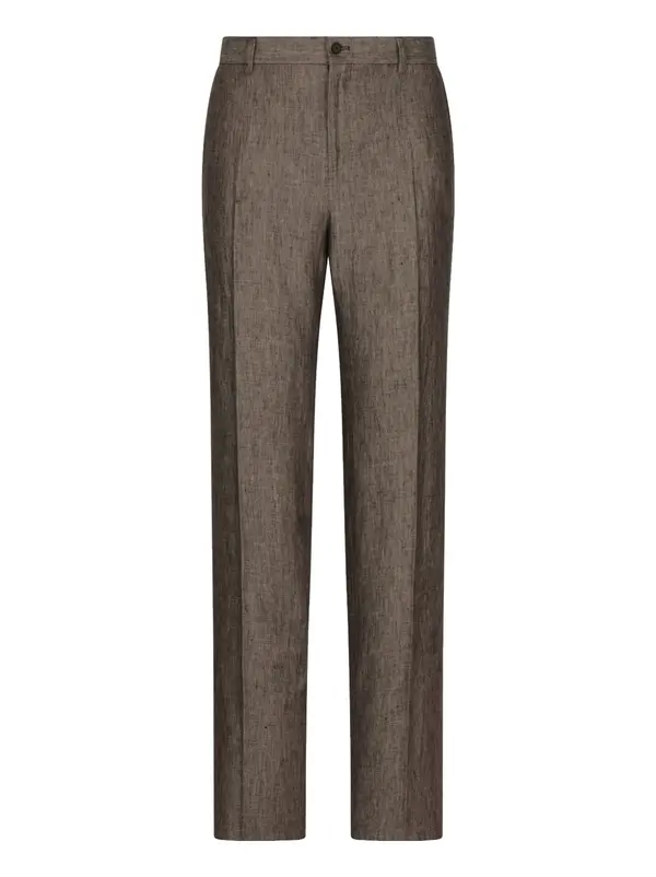 Dolce & Gabbana Tapered Twill Linen Trousers - Neutrals