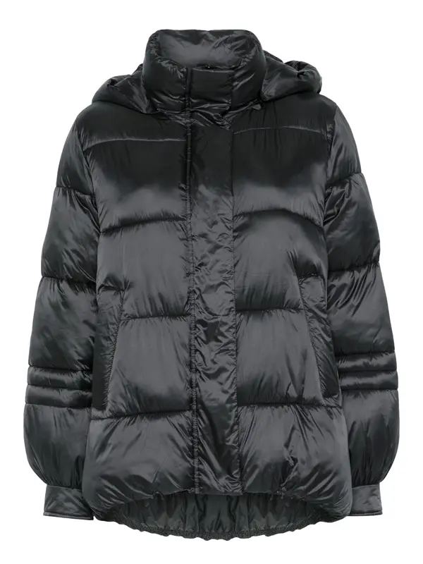 TWINSET Striped Jacquard Puffer Jacket - Black