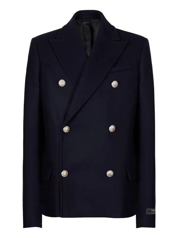 Balmain Double-breasted Coat - Blue