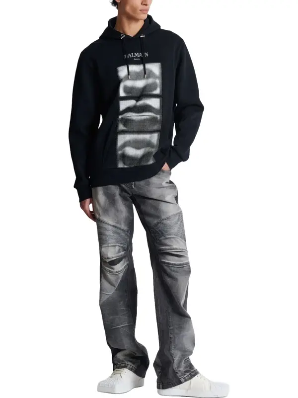 Balmain Lips Print Hoodie - Black