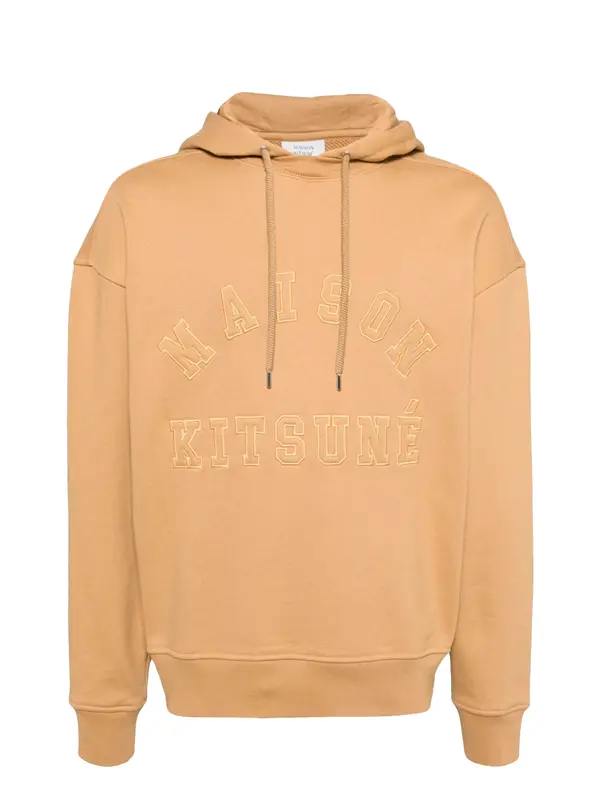 Maison Kitsuné Logo-embroidered Cotton Hoodie - Brown
