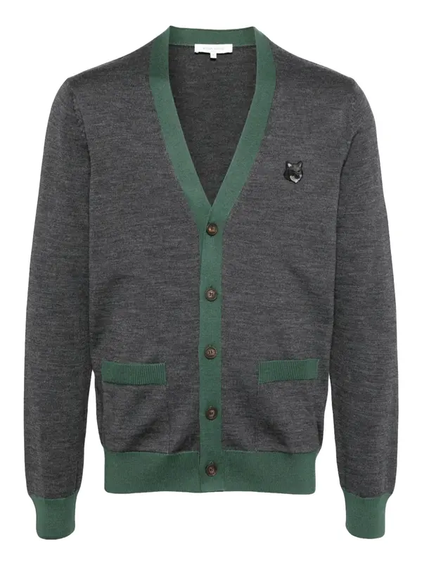 Maison Kitsuné Bold Fox Head Patch Cardigan - Grey