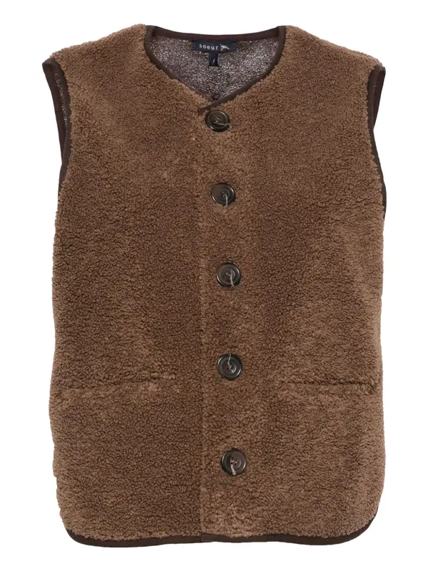 Soeur Faux-shearling Vest - Brown