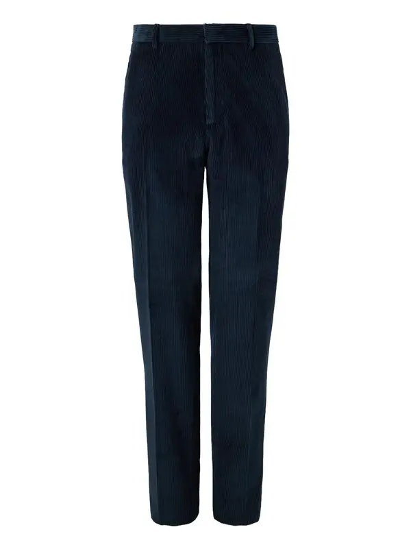 Loro Piana Jarno Straight-leg Cotton-corduroy Trousers - Blue