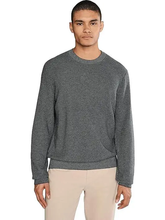 Vince Geo Jacquard Long Sleeve Crew Sweater - Gray
