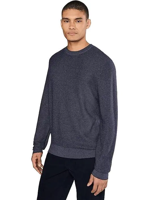 Vince Geo Jacquard Long Sleeve Crew Sweater - Navy